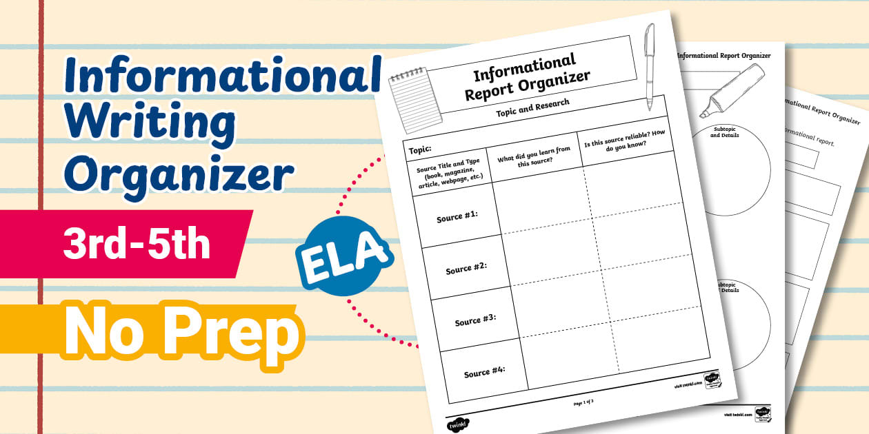Informational Report Writing Organizer for 3rd-5th Grade
