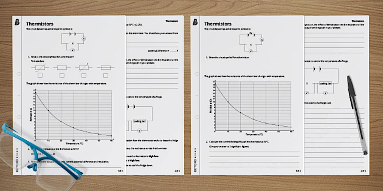 Thermistor GCSE Differentiated Worksheet | Beyond Science