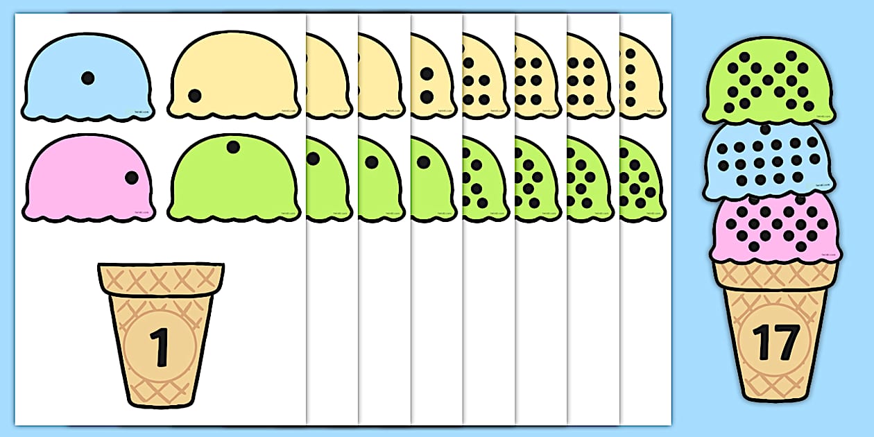 Subitising Ice Cream Matching Activity 1-20 Game - Subitising Ice Cream