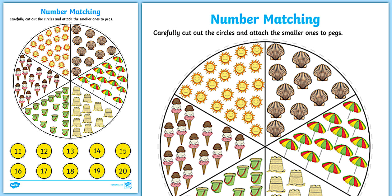 Summer-Themed Number Matching Pegs Activity - Number Matching Pegs Activity