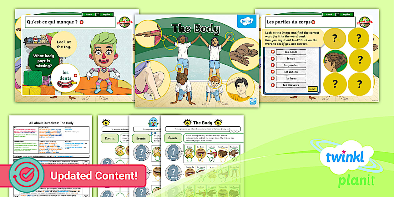 PlanIt Year 5 French Lesson: The Body (teacher made)