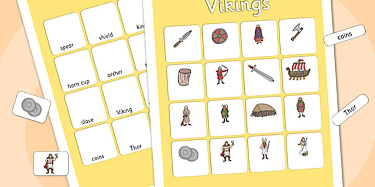 Vikings Vocabulary Matching Mat - Word Mat - Twinkl