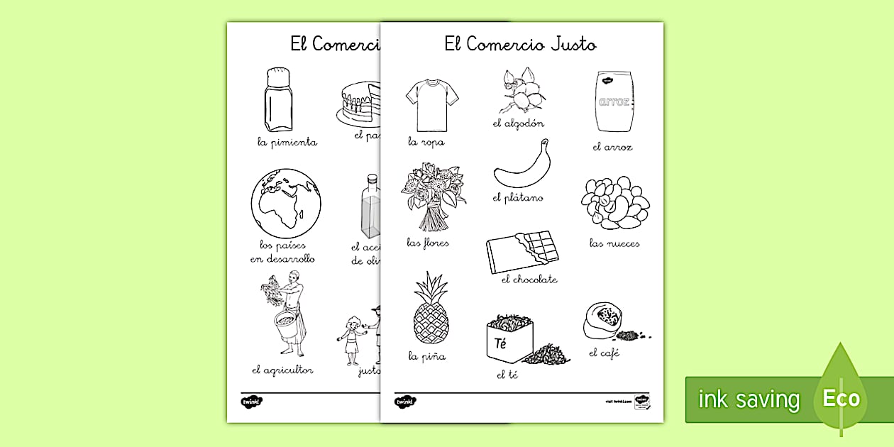Hojas de colorear: El Comercio Justo (teacher made) - Twinkl
