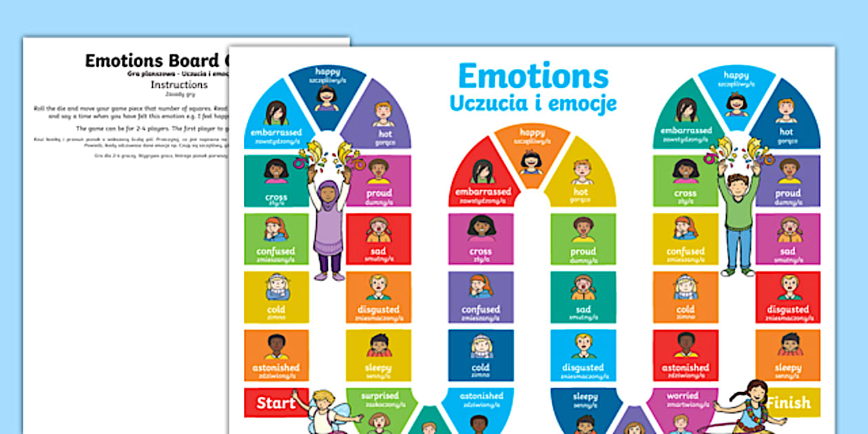 Emotions board game English Polish/English (teacher made)