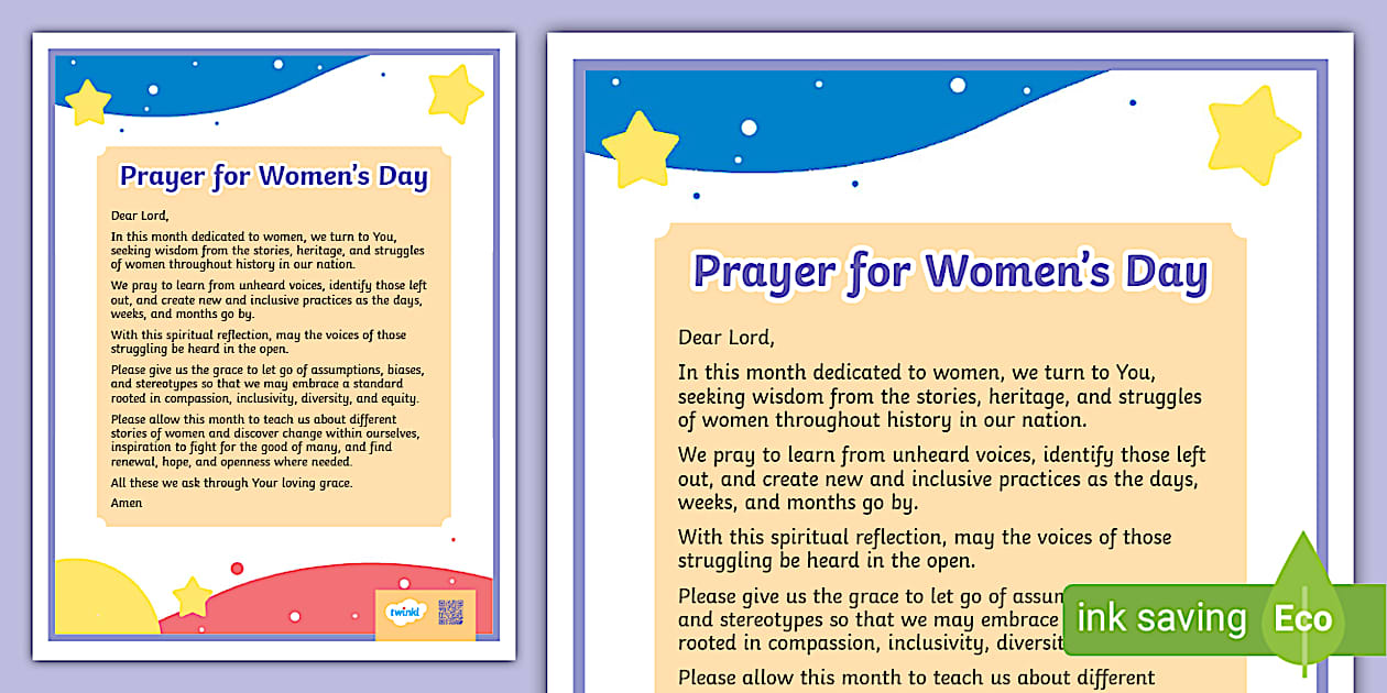 Prayer for Women's Day | GRades 2 - 6 | Twinkl - Twinkl