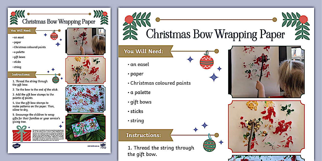Christmas Bow Wrapping Paper (teacher made) - Twinkl