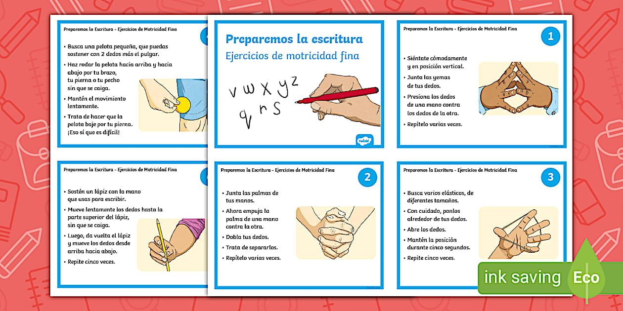 Tarjetas: Preparemos la Escritura - Ejercicios de Motricidad Fina