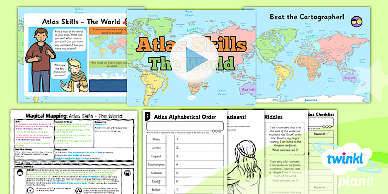 Geography: Magical Mapping: Atlas Skills The World Year 2 Lesson Pack 4