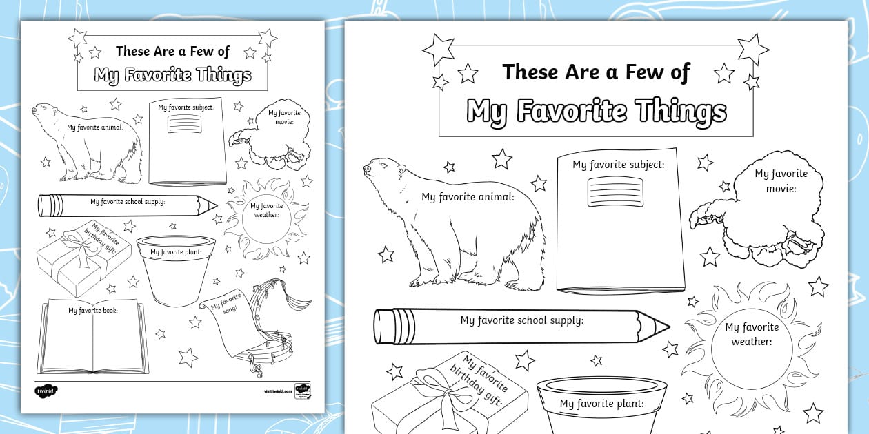My Favorite Things Back to School Worksheet - Twinkl