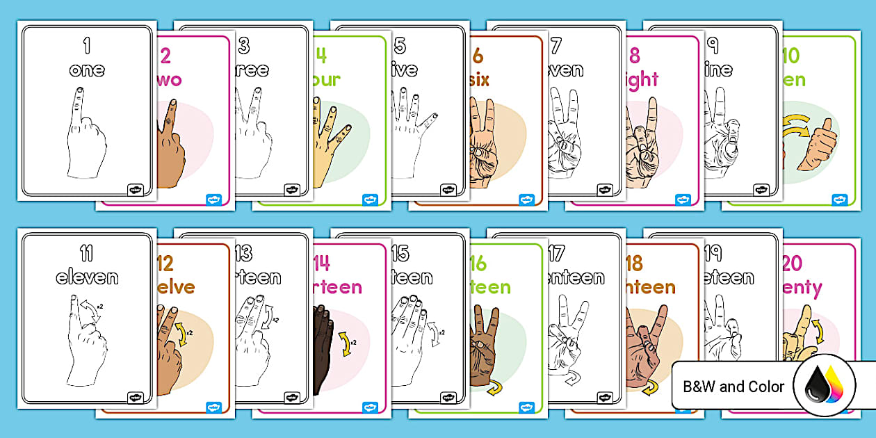 ASL Numbers 1-20 Posters