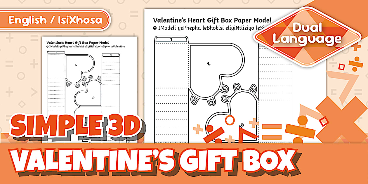 Grade 4 Maths - Term 3 - Simple 3D Valentines Gift Box Activity