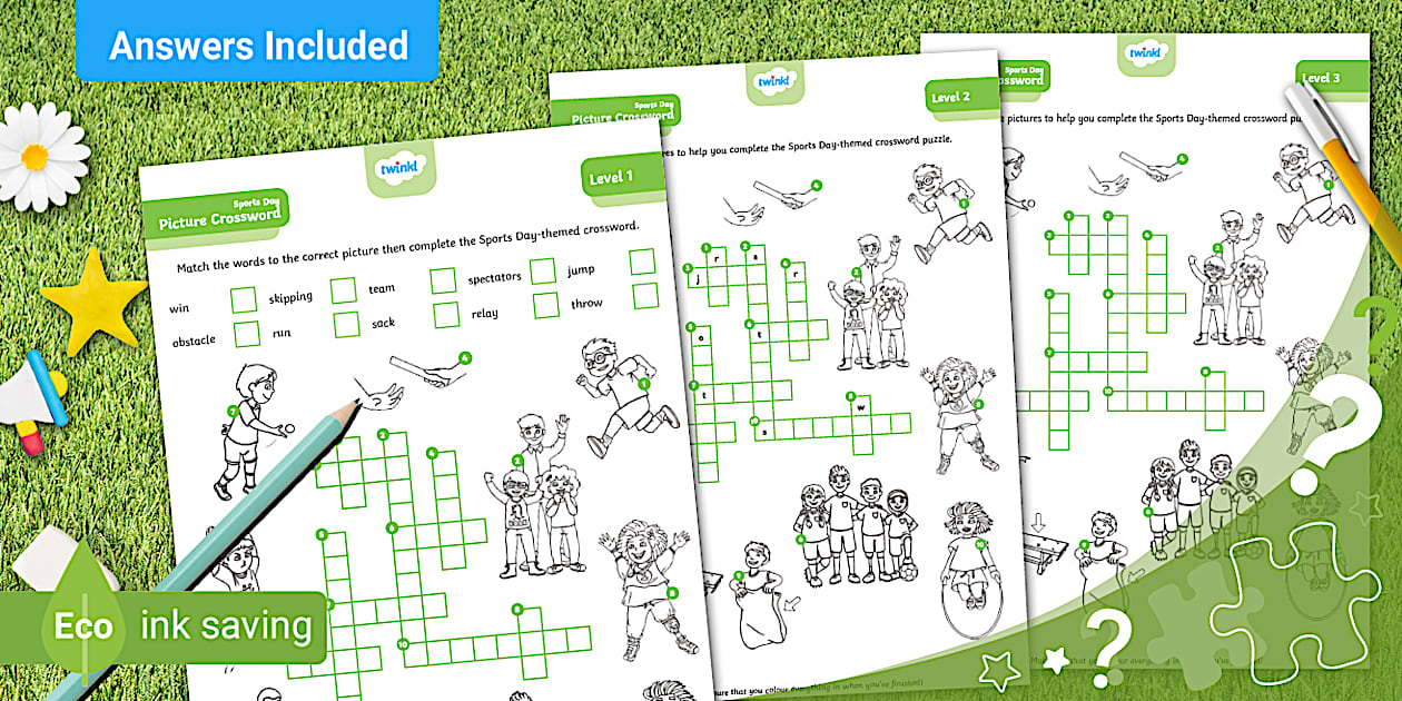 Sports Day Picture Crossword Puzzle - AL - Twinkl Puzzled