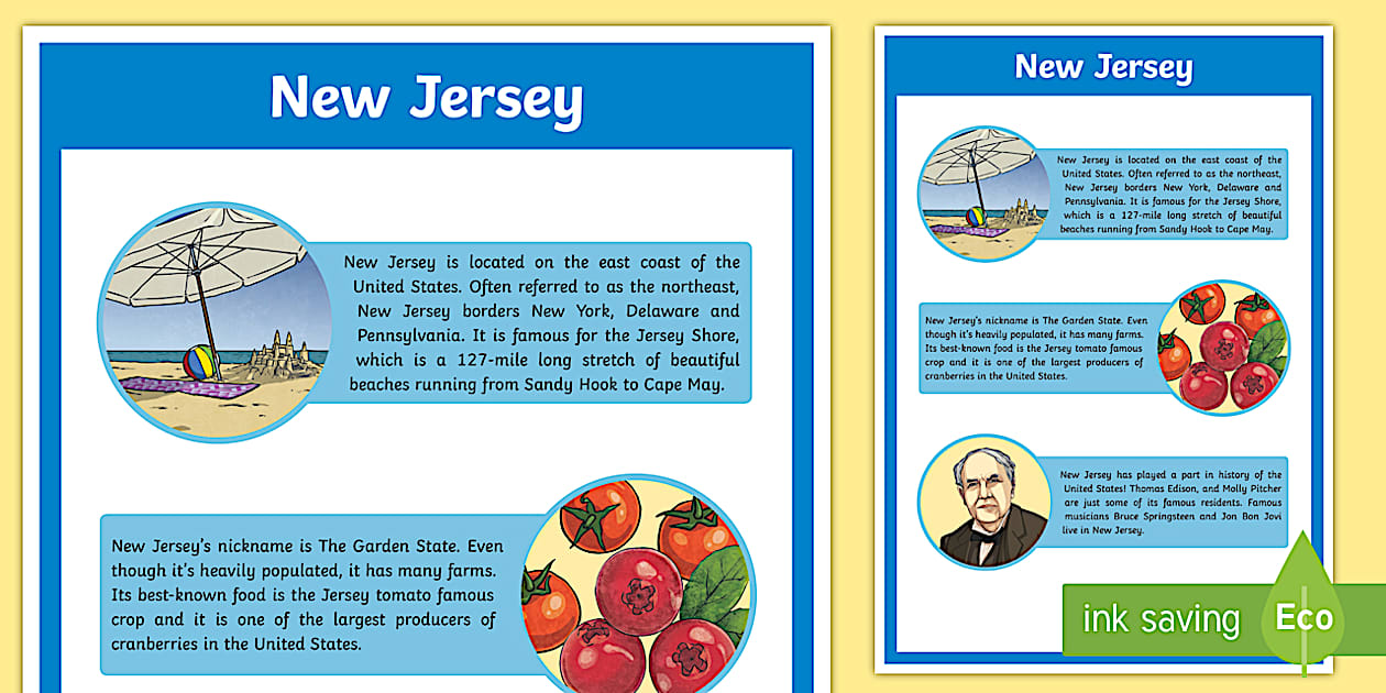 All About New Jersey Poster (Hecho por educadores) - Twinkl