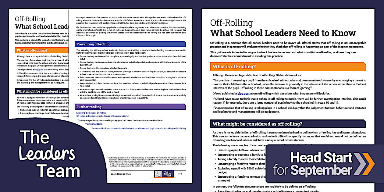 Off-Rolling: What School Leaders Need to Know (teacher made)