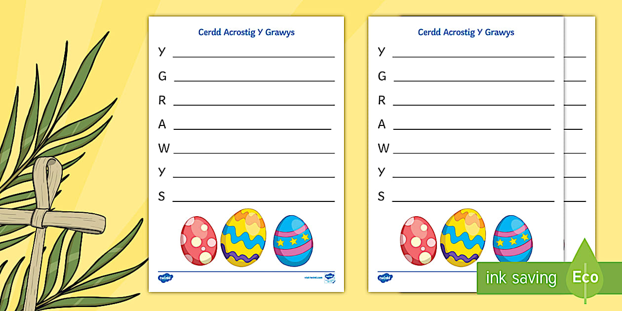 Black and White Cerdd Acrostig Y Grawys (professor feito)