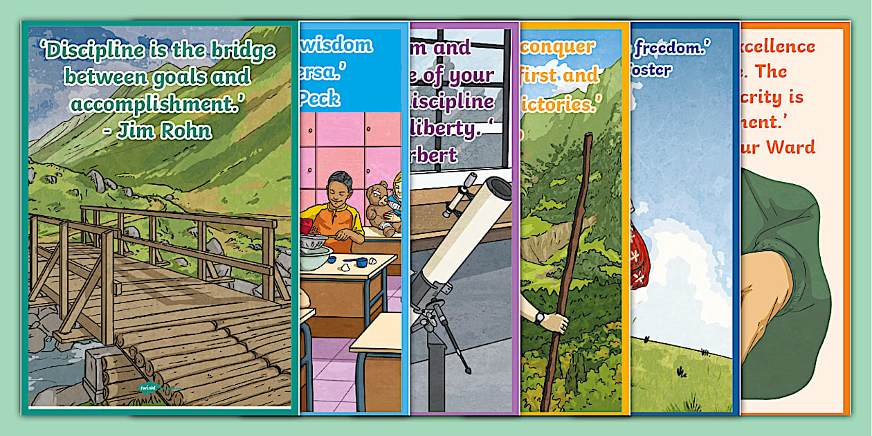 Discipline Quotes Display Poster Pack (teacher made)