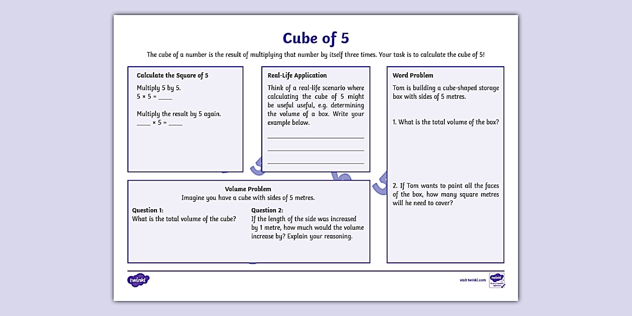 Challenge Sheet: Cube of 5 (teacher made) - Twinkl