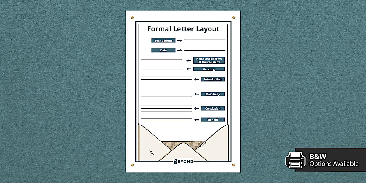 Formal Letter Layout Display Sheet | English Resources