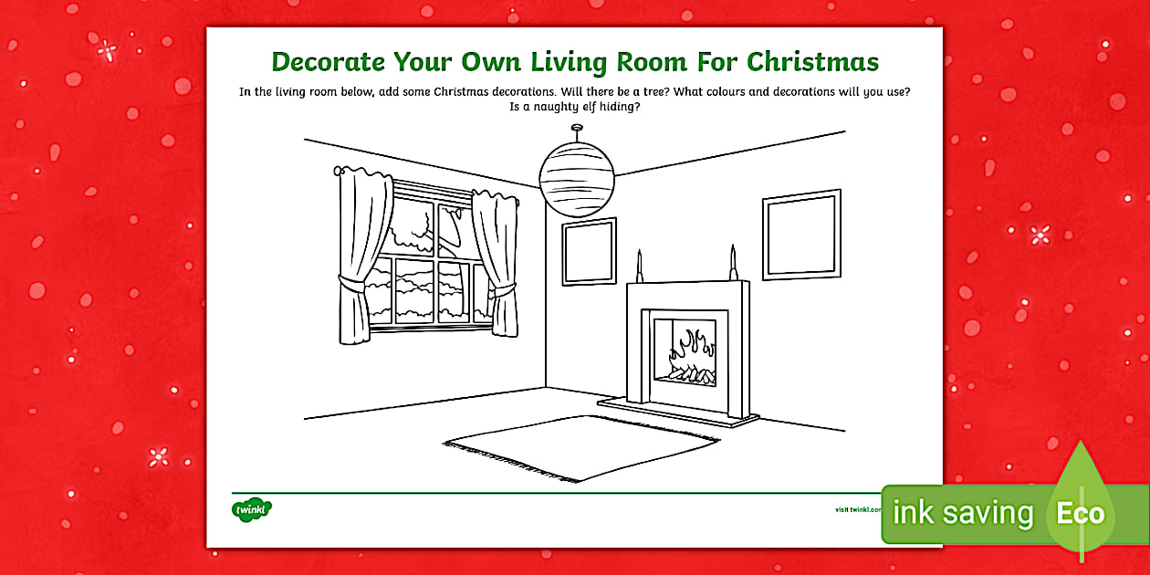 Decorate Your Own Christmas-Themed Living Room Activity Sheet