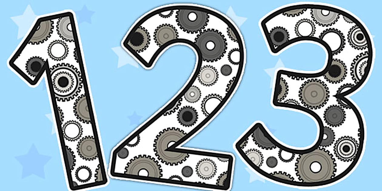 Cog Themed Display Numbers (professor feito) - Twinkl