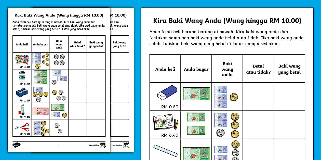 Wang Malaysia - Kira Baki Wang (Wang hingga RM10) - Twinkl