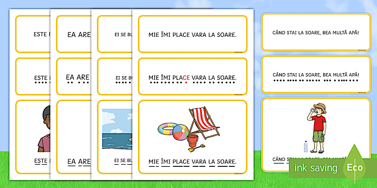 Propoziții simple despre vară - Cartonașe | Twinkl România