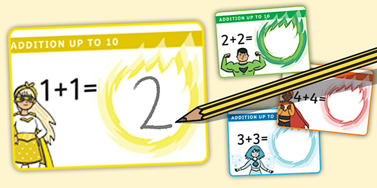 Addition up to 10 Cards (teacher made) - Twinkl
