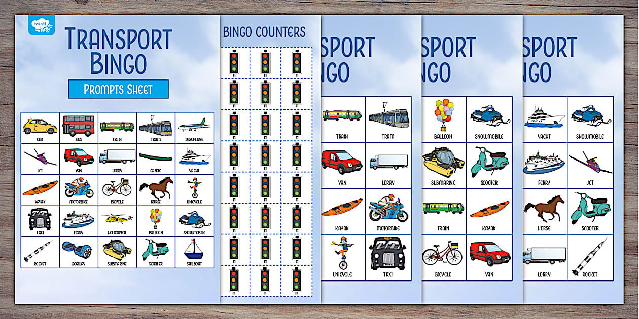 Transport Bingo Game Printable | Twinkl Party (teacher made)