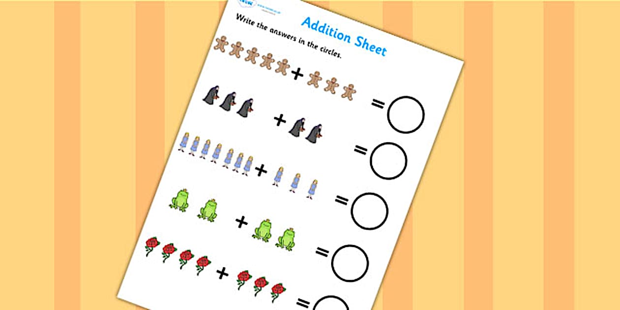 Traditional Tales Themed Addition Worksheet - Twinkl