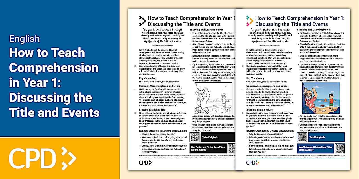 How to Teach Comprehension in Year 1: Discussing the Title and Events