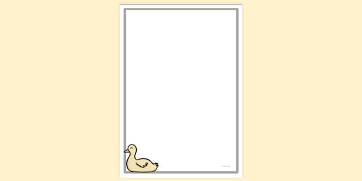 Simple Blank Duckling Swimming Page Border | Page Borders