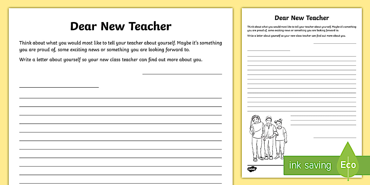 Dear New Teacher Worksheet / Worksheet - KS2 Transition Resources
