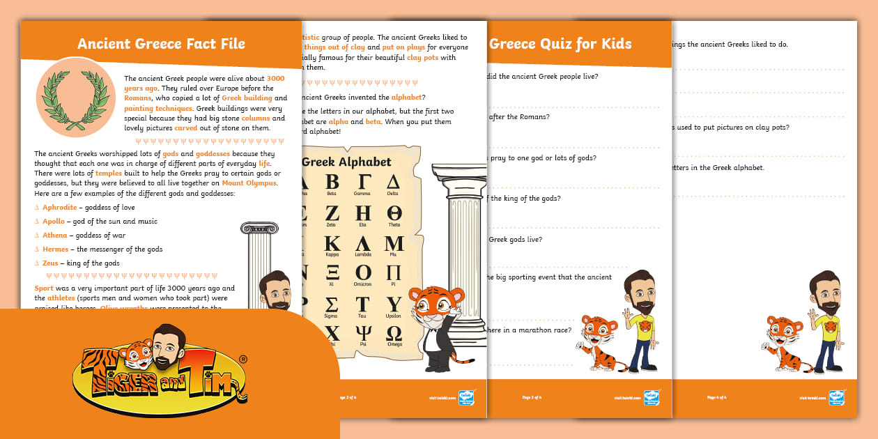 Ancient Greece Fact File and Quiz for Kids (teacher made)