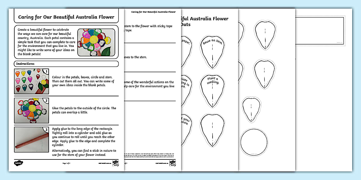 Caring for Our Beautiful Australia Flower Craft - Twinkl