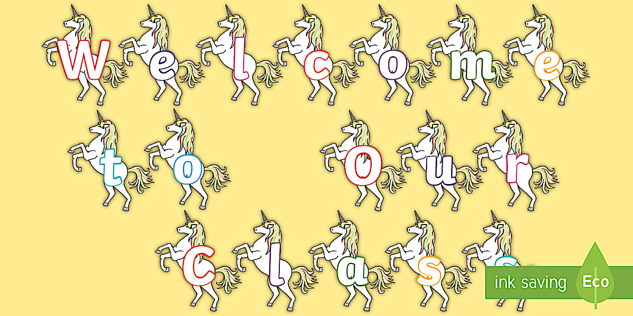 Welcome to Our Class Unicorns Display Cut-Out - Twinkl