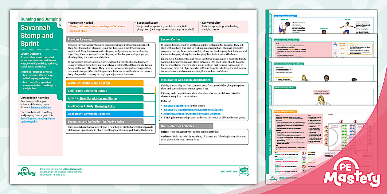 PE Mastery: Year 2 Running and Jumping Lesson 6 - Twinkl