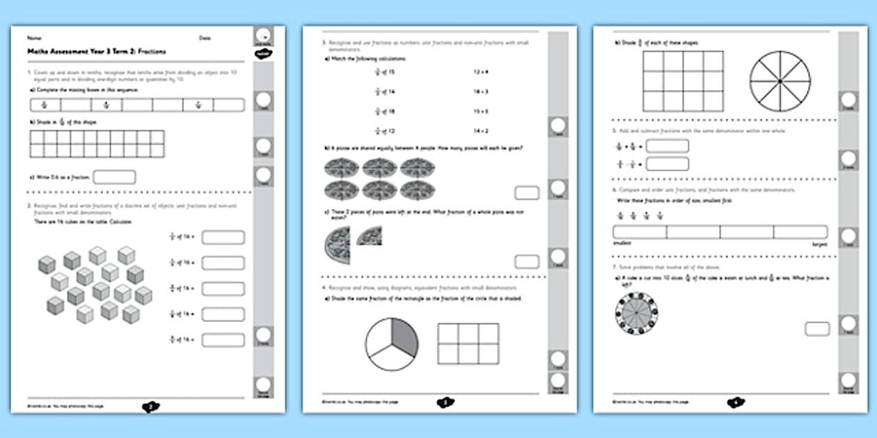 Fractions Assessment | Twinkl Canada Math Resources - Twinkl