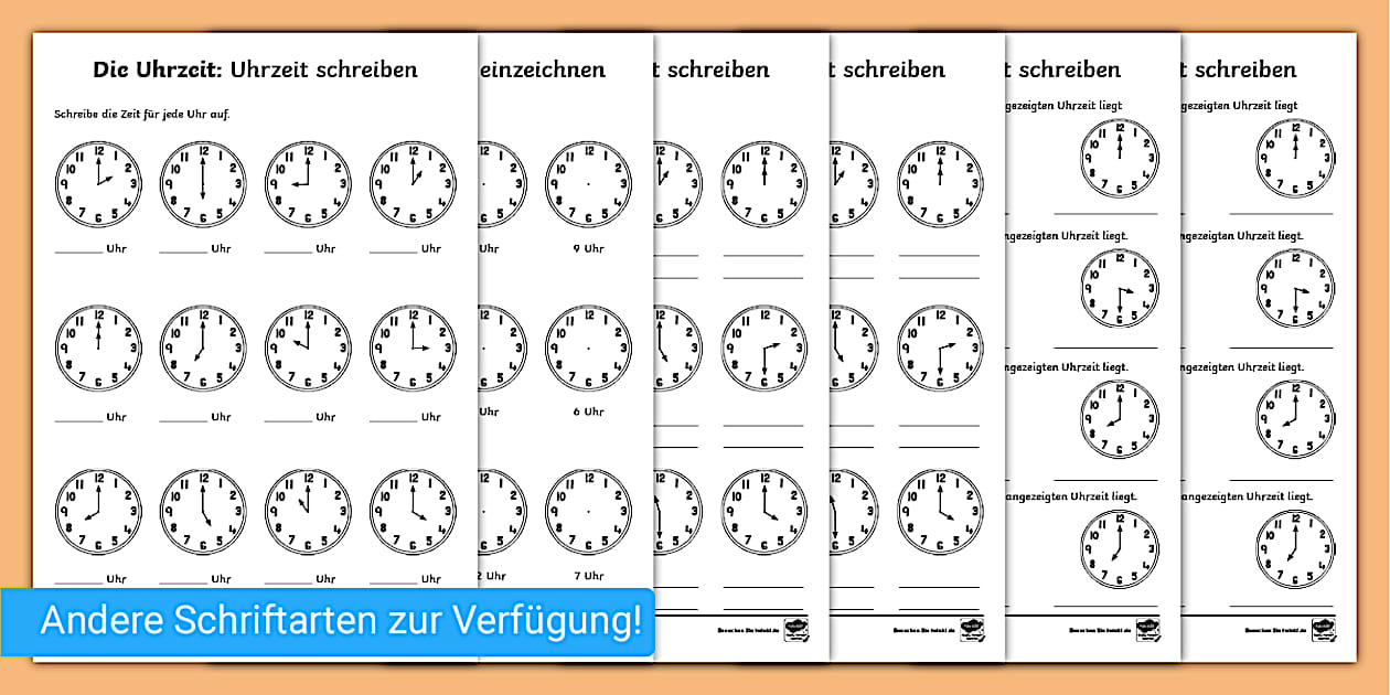 Die Uhrzeit lesen - differenzierte Arbeitsblätter - Twinkl