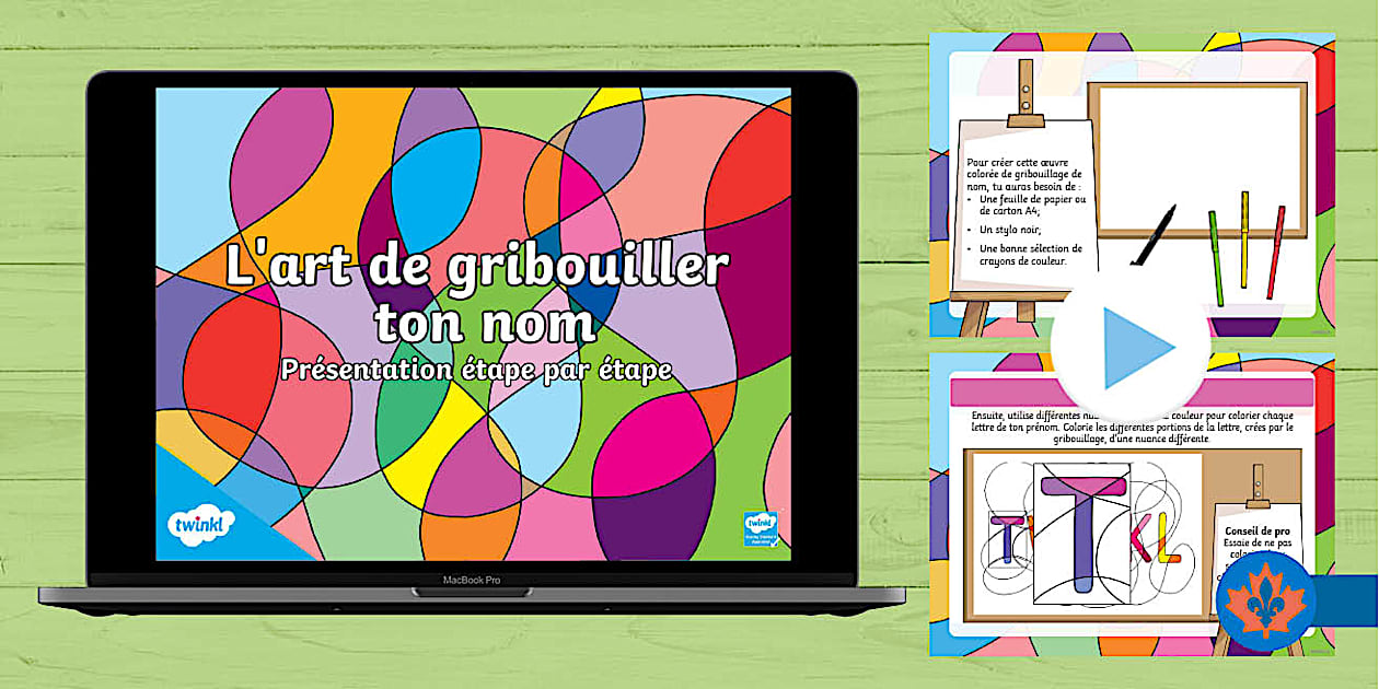 Back to School Name Scribble Art PowerPoint French - Twinkl