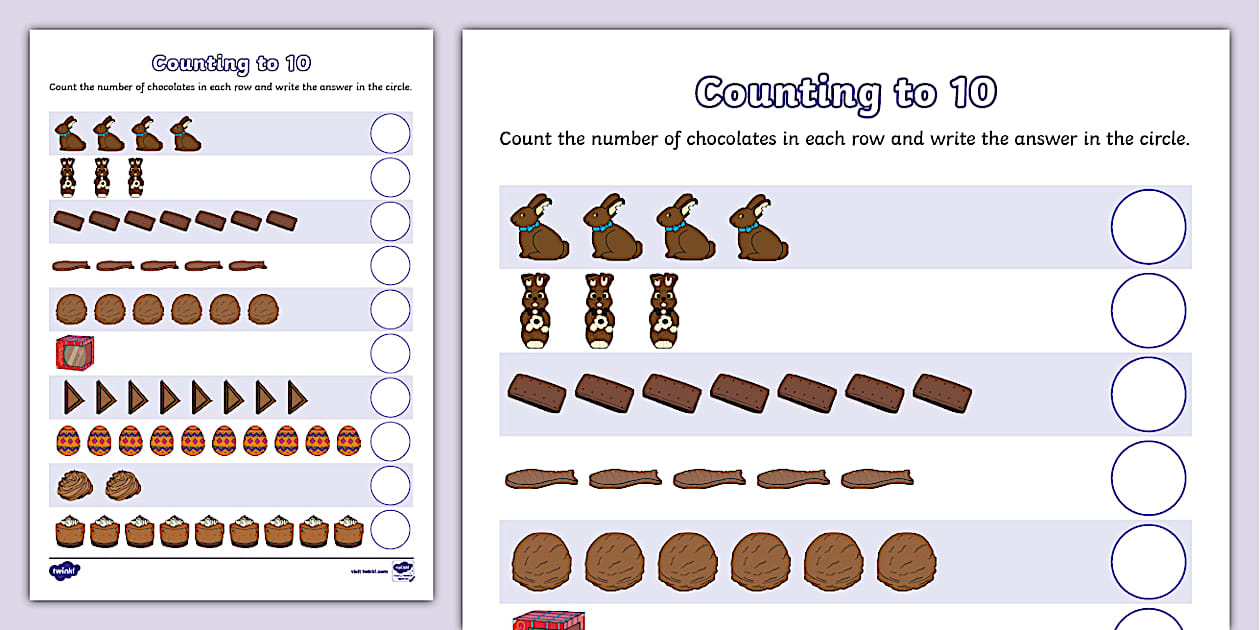 👉 Chocolate Counting Worksheet - Twinkl