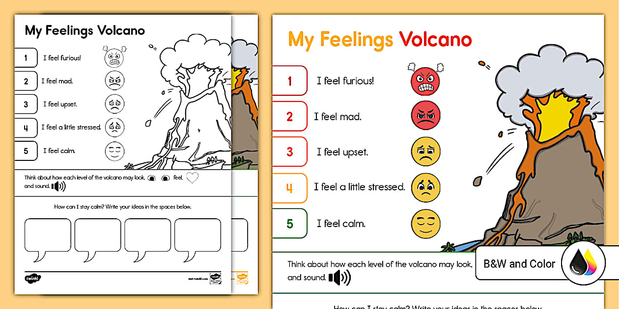 Feelings Volcano Worksheet | SEL | Twinkl USA (teacher made)