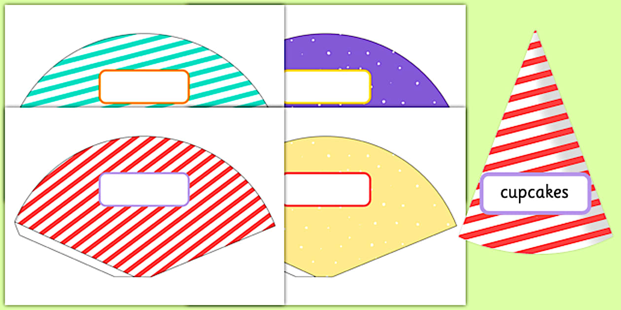 Editable Birthday Party Food Cones (professor feito)