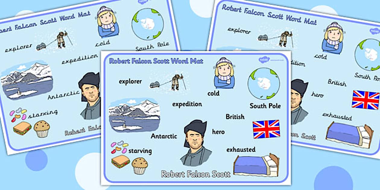 Cursive Robert Falcon Scott Word Mat (teacher made) - Twinkl