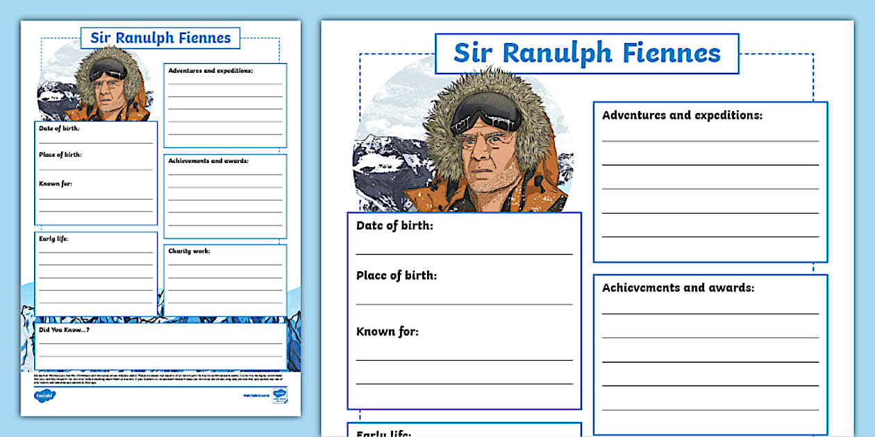 Sir Ranulph Fiennes Fact File Template (Teacher-Made)