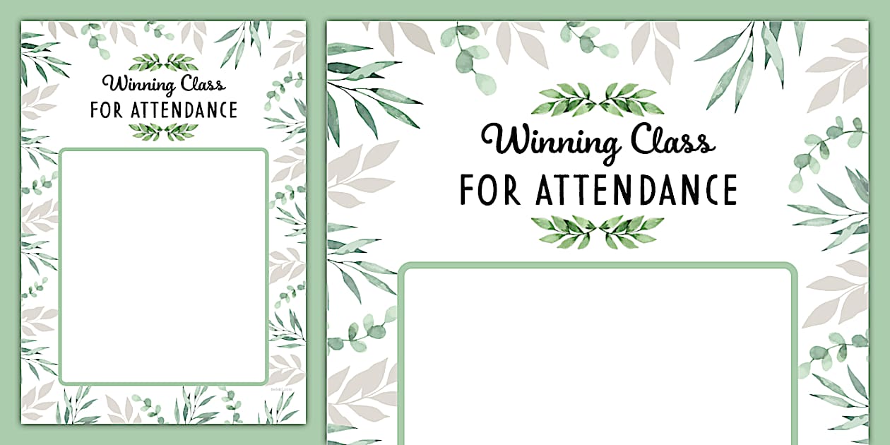Muted Botanical Themed Winning Class Attendance Display Poster