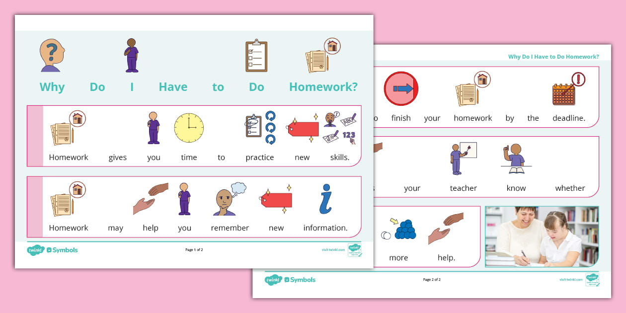 Twinkl Symbols:Older Learners: Why Do I Have to Do Homework?