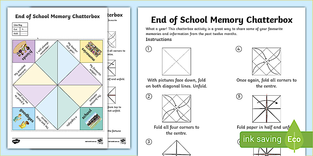 End of School Memory Chatterbox (teacher made) - Twinkl
