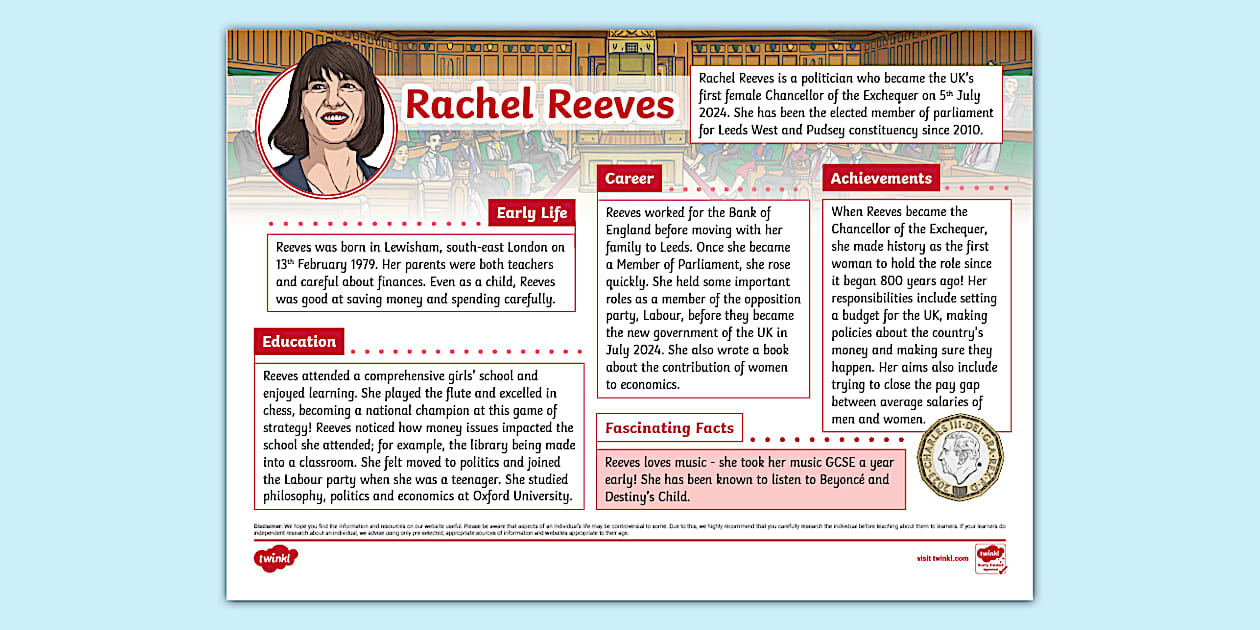 Rachel Reeves Fact File (teacher made) - Twinkl