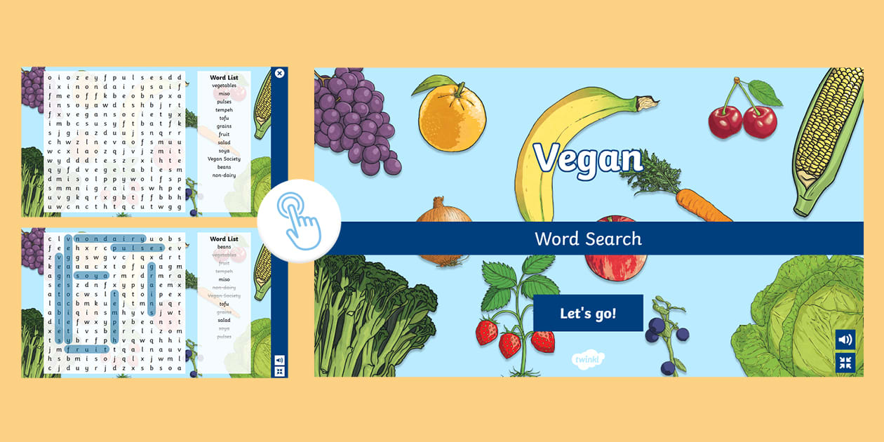 Vegan Interactive Word Search - Twinkl Go - Twinkl