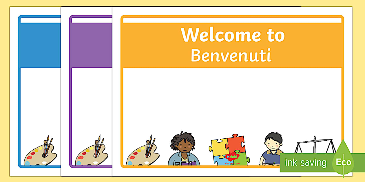 Editable Class Welcome Signs English/Italian (teacher made)